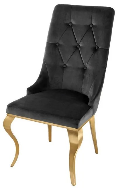 Massive home | 2SET židle MODERN BAROCCO GOLD S RUKOJETÍ černá samet
