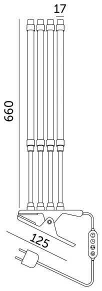 LED Stmívatelná lampa s klipem pro pěstování rostlin VITARO 4xLED/10W/230V černá
