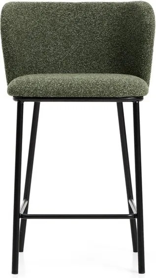 Tmavě zelená čalouněná barová židle (výška sedáku 65 cm) Ciselia – Kave Home