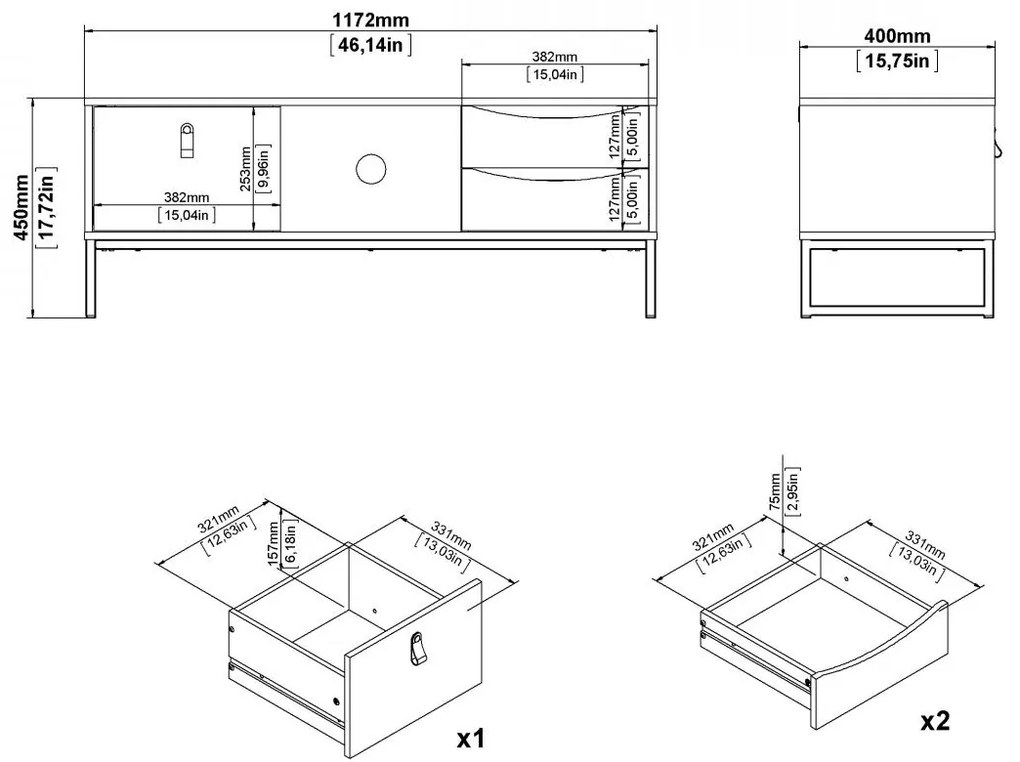 Tvilum TV stolek Sheba černý MAT/dub sonoma