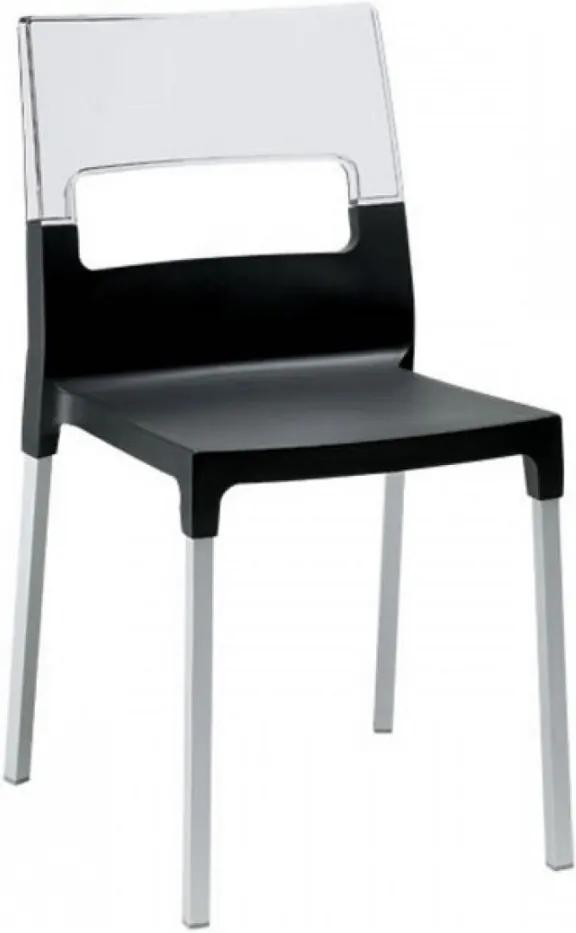 SCAB - Židle DIVA - transparentní-černá/hliník