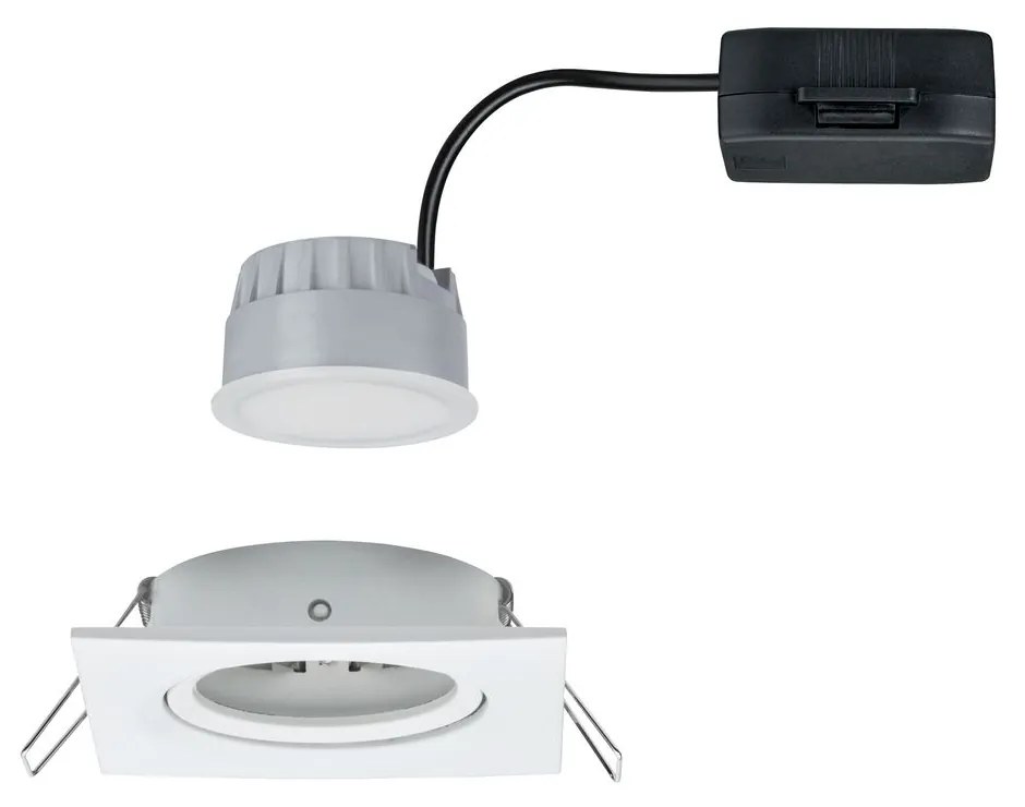 Paulmann 93489 LED Coin Nova rectangular, bílá hranatá bodovka, 1x6,5W LED 2700K tříkrokové stmívání, 8,4x8,4cm