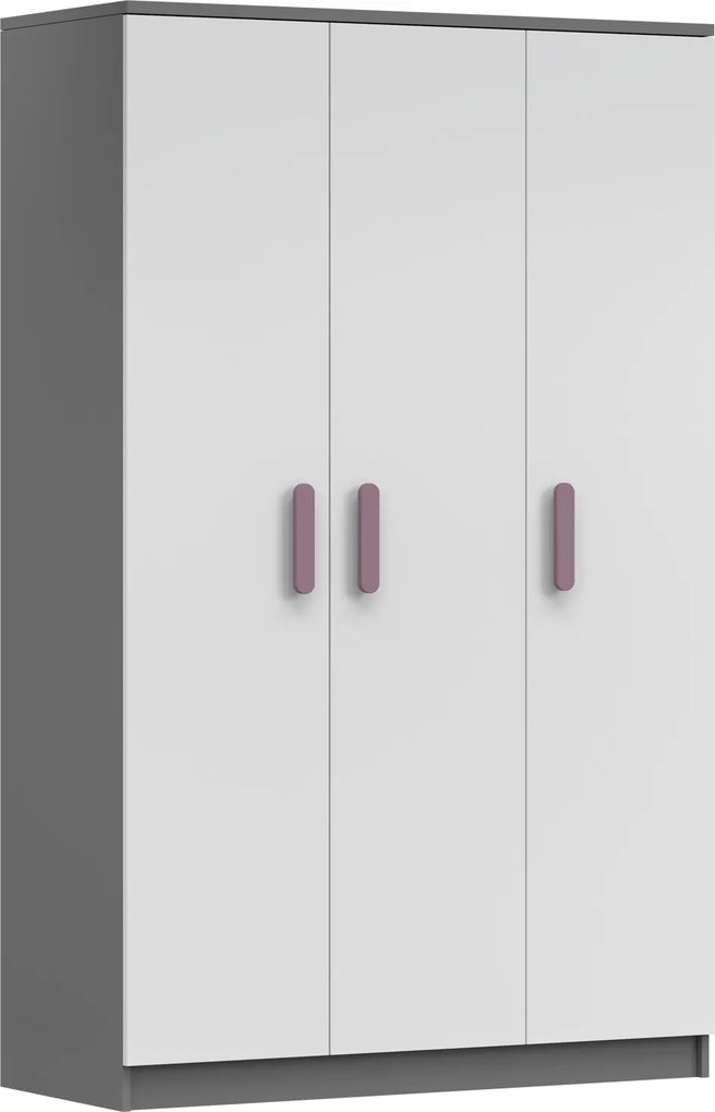 IDZ Šatní skříň SMYK II 3D 19, 120 cm Bílá + Grafit / Barevné úchytky Barva: Modrá