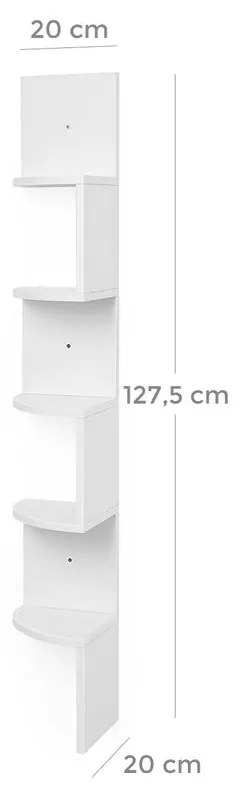 Police/knihovna CIK-CAK, 20x20x127,5cm, bílá Vasagle
