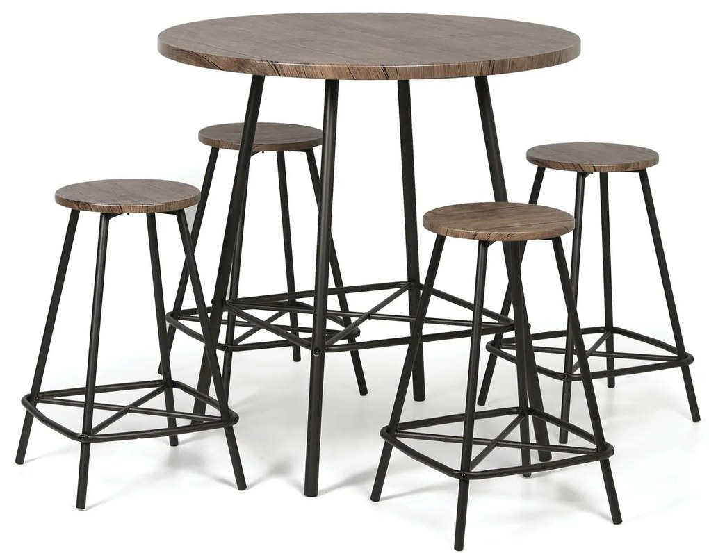 Jídelní/barová sada WELLINGTON ROUND, stůl průměr 90 cm + 4 židle