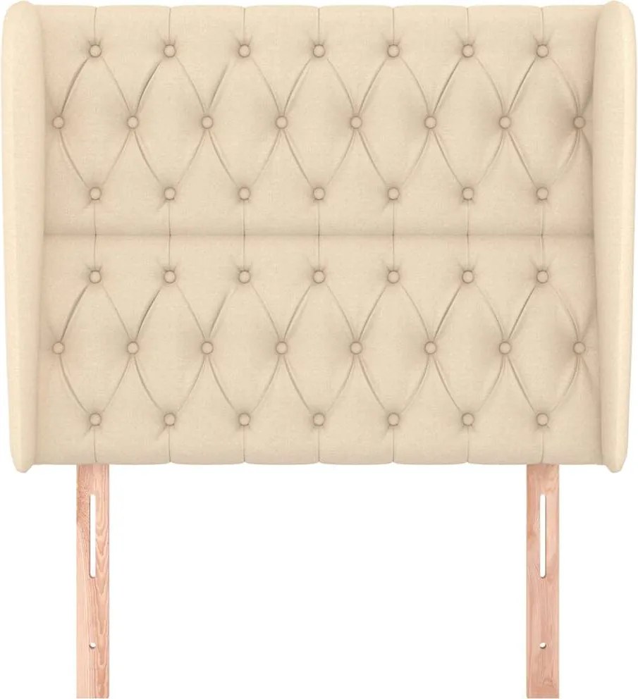 Čelo postele typu ušák krémové 103x23x118/128 cm textil 3118287