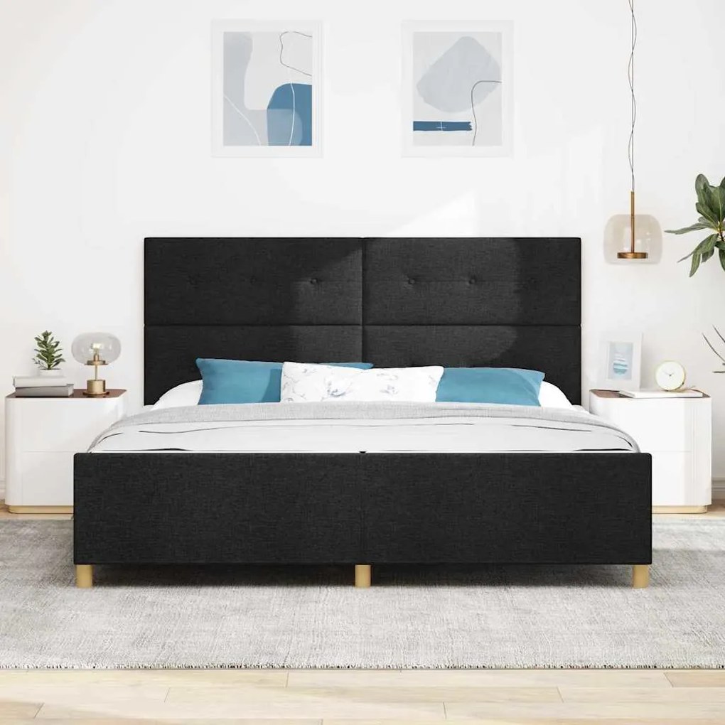 Rám postele s čelo Černá 200 x 200 cm textil 3344755