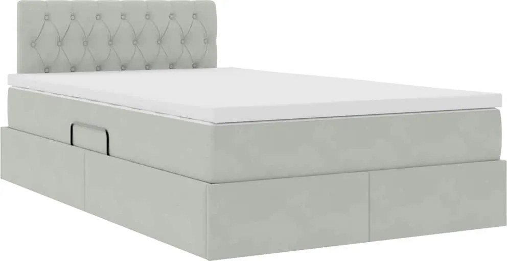 Postel s úložným prostorem Světle šedá 120 x 200 cm samet 3370809