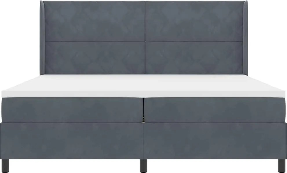 Postel s boxspringem s čelo Tmavě šedá 200 x 200 cm samet 3342081