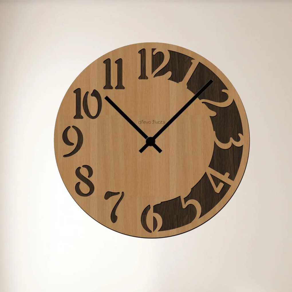 dřevo života Nástěnné hodiny CLOCK Zvolte barvu dekoru: Bílá, Velikost hodin: 40x40, Barva ručiček: Černé