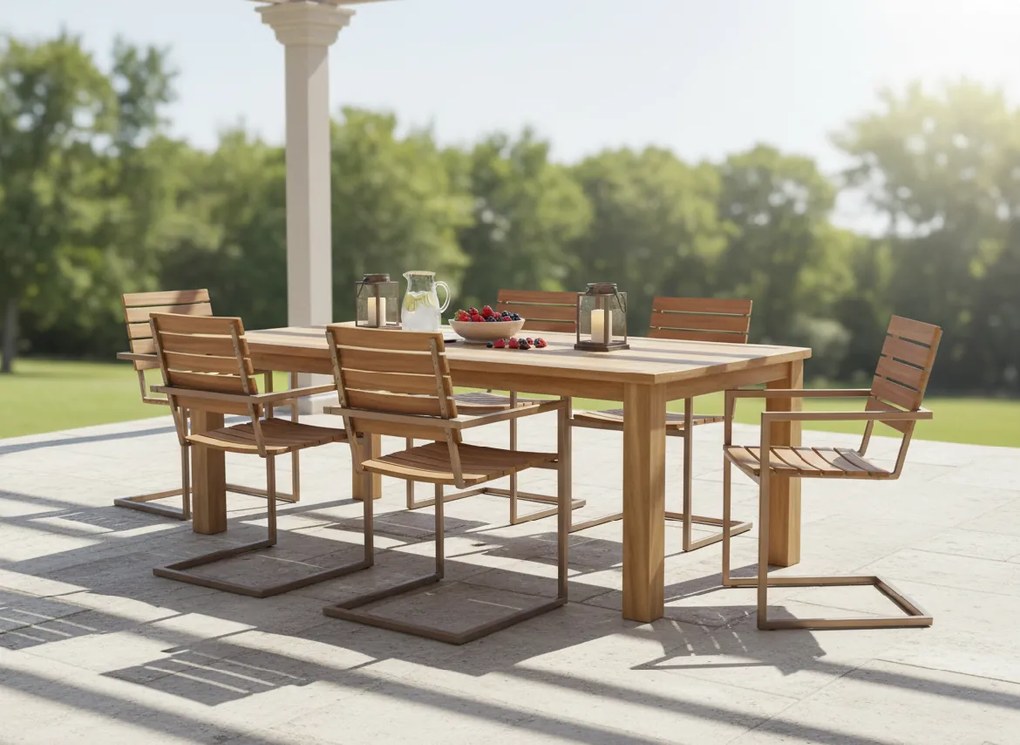 Nábytek Texim Zahradní nábytek teak - stůl GARDEN III. + 6x křeslo BRUNO