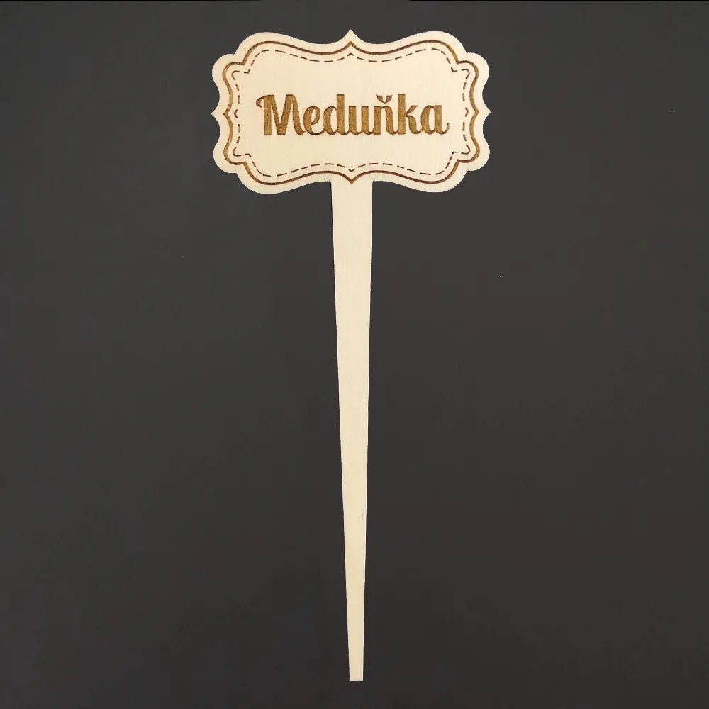 AMADEA Dřevěný zápich - cedulka na bylinky Meduňka, výška 20 cm, český výrobek