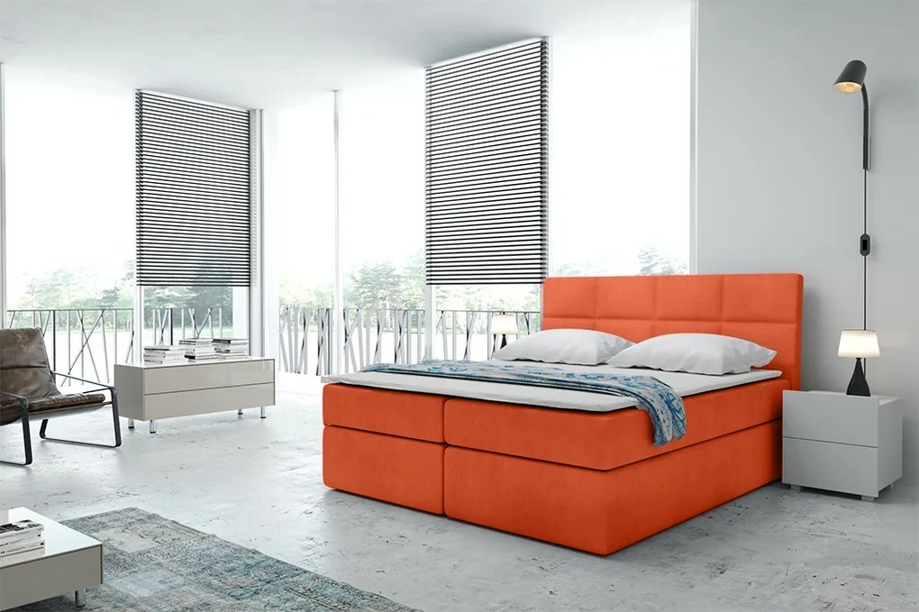 Eka Kontinentální čalouněná postel Smoth - Cassablanca (140x200 cm) Barva látky Trinity: (2317) Oranžová