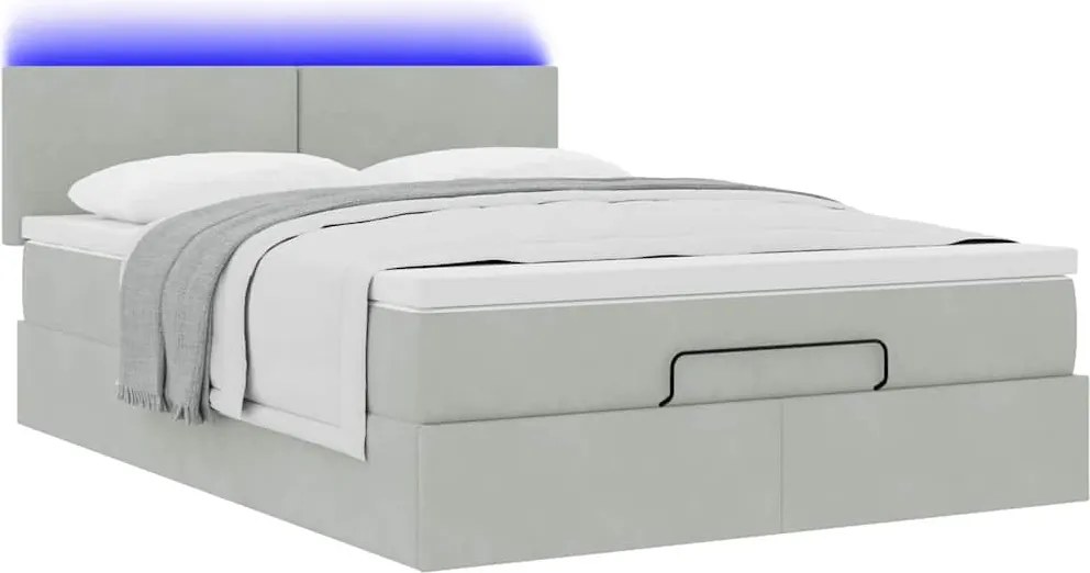 Osmanský rám postele s matrací světle šedá 140x190cm samet 3312548