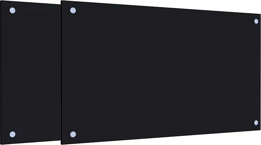 Kuchyňské panely 2 ks černé 70 x 40 cm tvrzené sklo 3315795