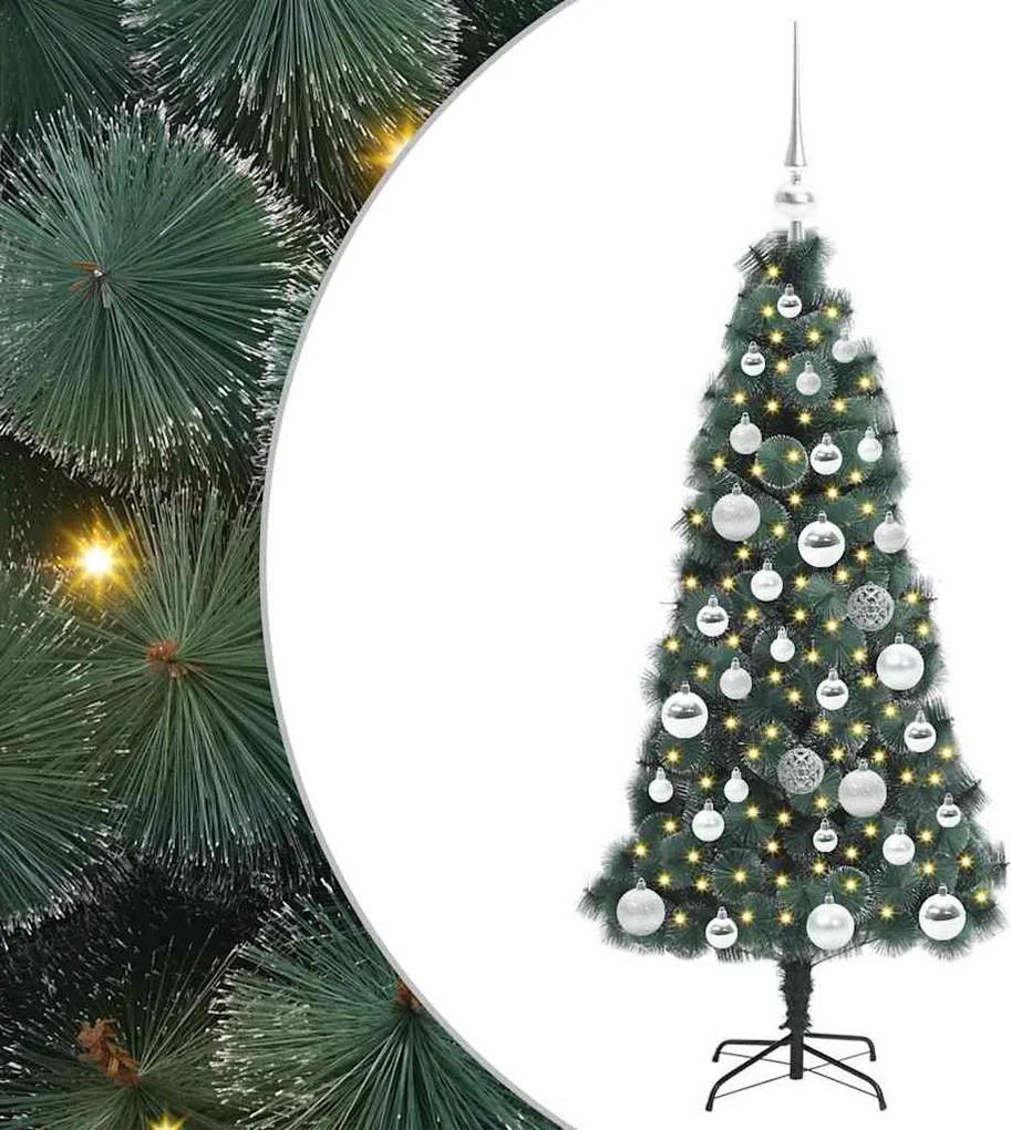 Umělý předem osvětlený vánoční stromeček se sadou koulí Zelená 3396146