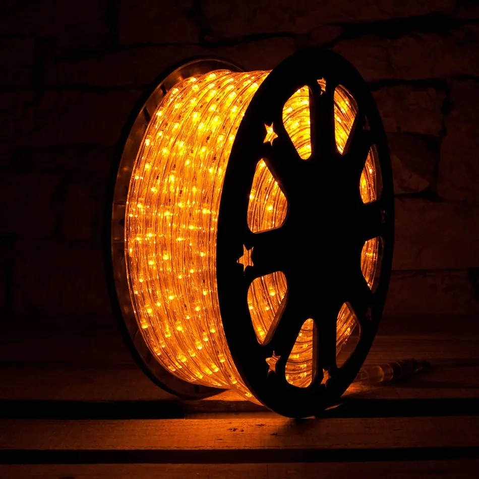 Easy Fix světelná LED hadice venkovní, 50 m, žlutá, 1500 diod, čirý kabel, IP44, cívka