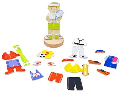 Bigjigs Toys Magnetické oblékací puzzle sportovní aktivity