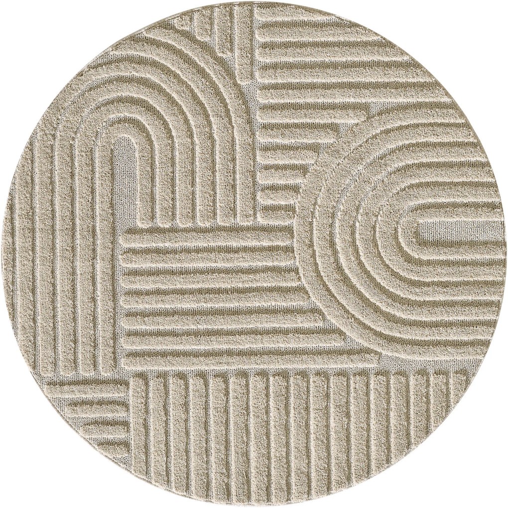 Ayyildiz, Kusový koberec Art 1121 Beige kruh, 200x200 (průměr) kruh, béžová, ložnice