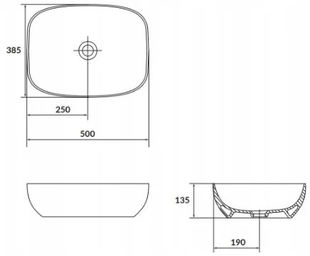 Cersanit Larga, umyvadlo na desku 50x39 cm, bílá lesklá, K677-003