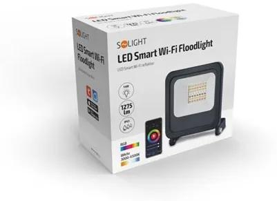 SOLIGHT LED venkovní Smart WIFI reflektor 14W/230V/CCT-RGB/1275Lm/IP65 černý