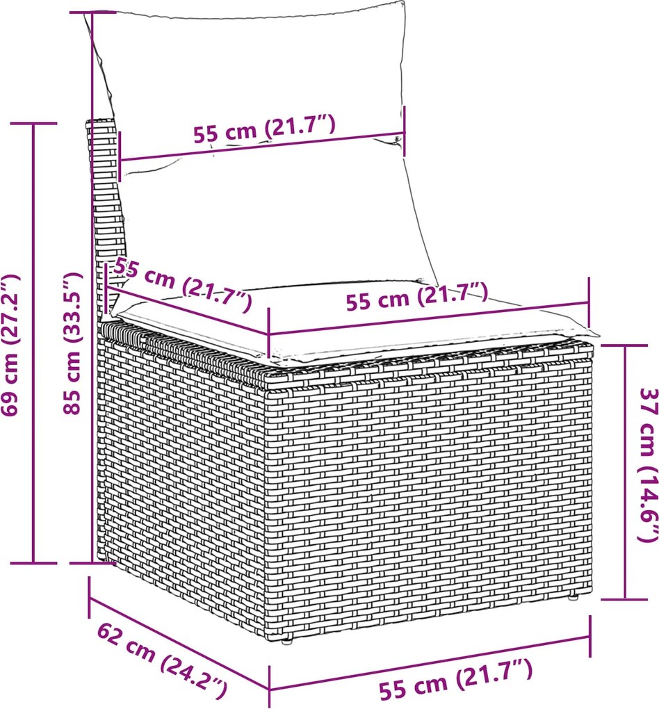 Set pohovek 7 ks Světle šedá polyratan 3346422