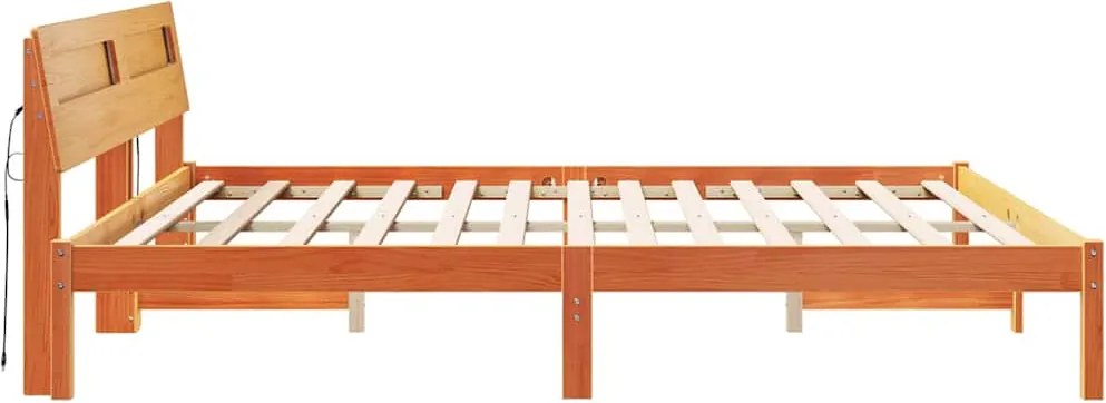 Rám postele s čelo Hnědá 200 x 200 cm Masivní borové dřevo 3385744