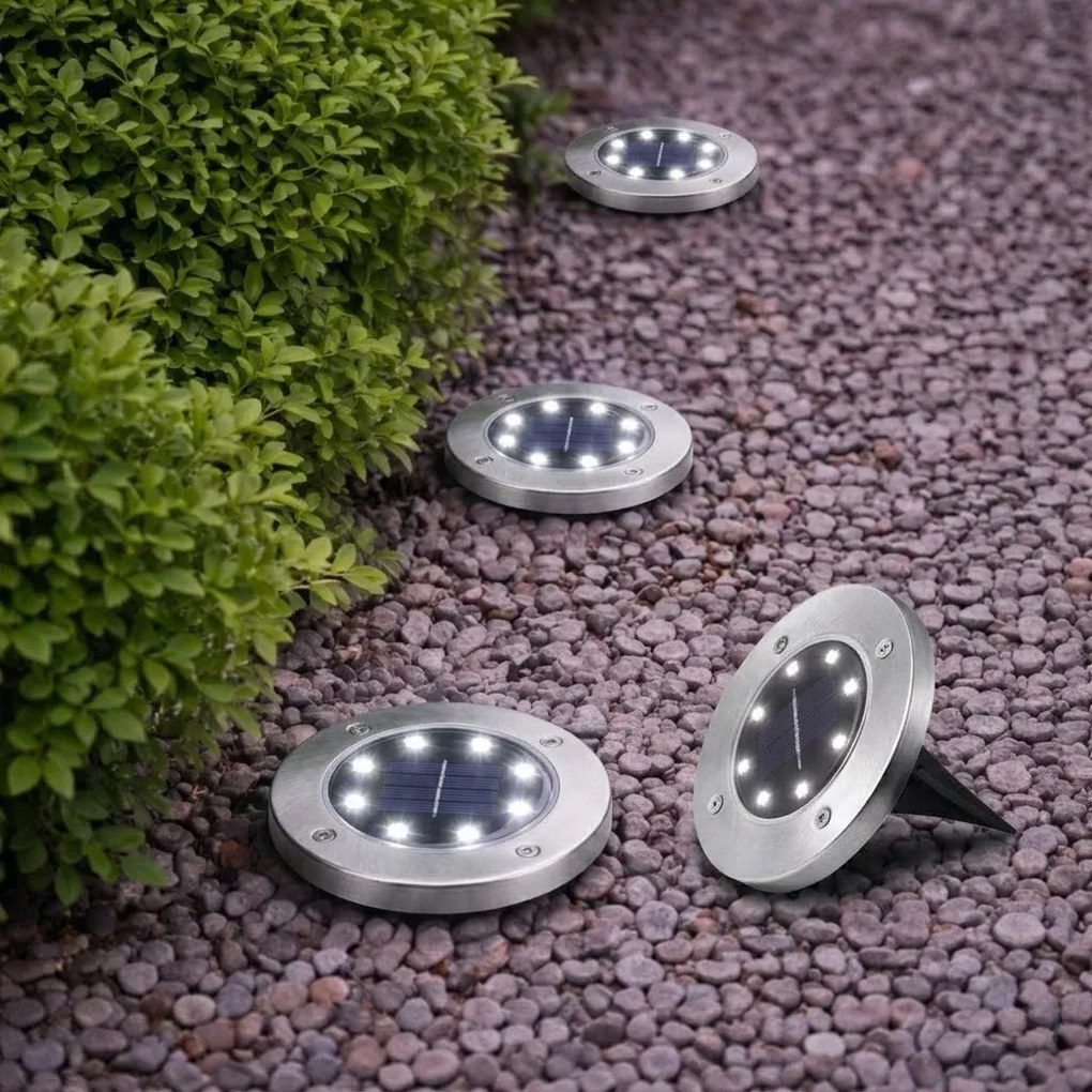 Zaparkorun Solární zahradní LED světla - 8 LED - studená bílá - 4 ks