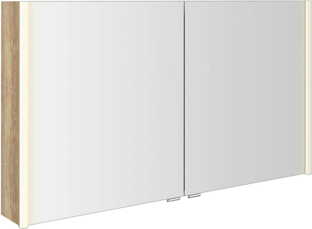 Sapho Alix - Zrcadlová skříňka s LED osvětlením 126x70x18 cm, 2x dvířka, dub alabama AX126-0022