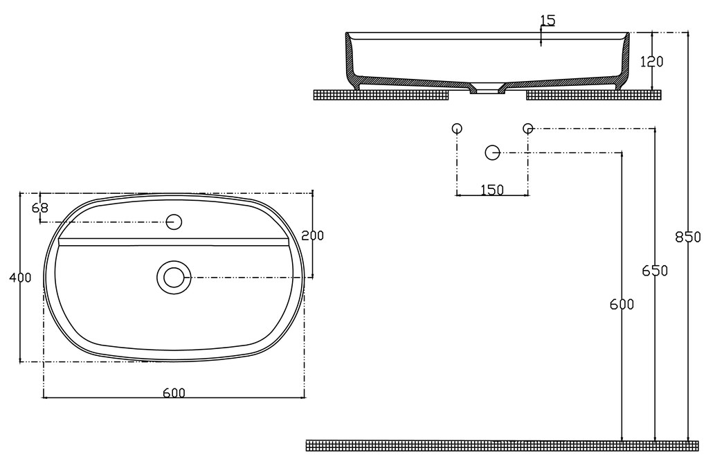 Isvea Isvea, INFINITY OVAL keramické umyvadlo na desku, 60x40cm, černá matná, 10NF65060-2N