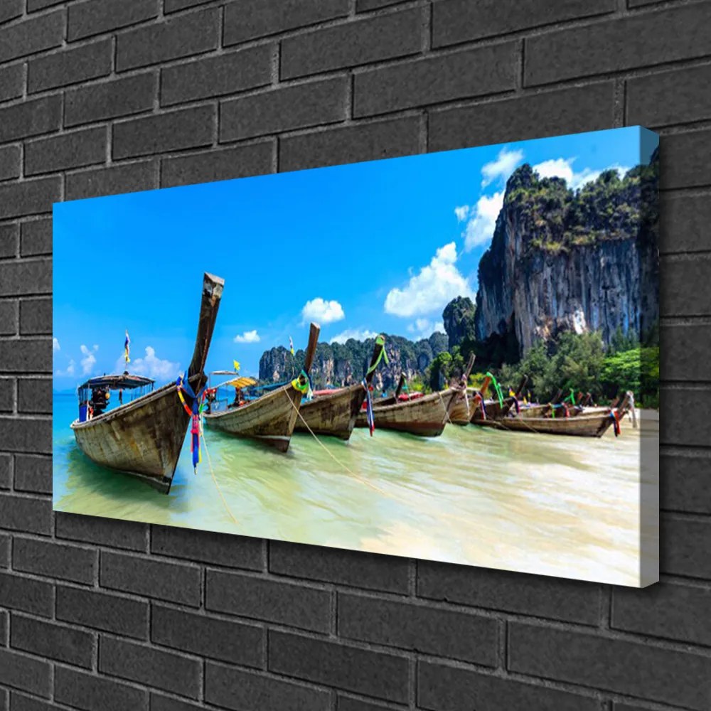 Obraz na plátně Loďka Moře Pláž Krajina 120x60 cm