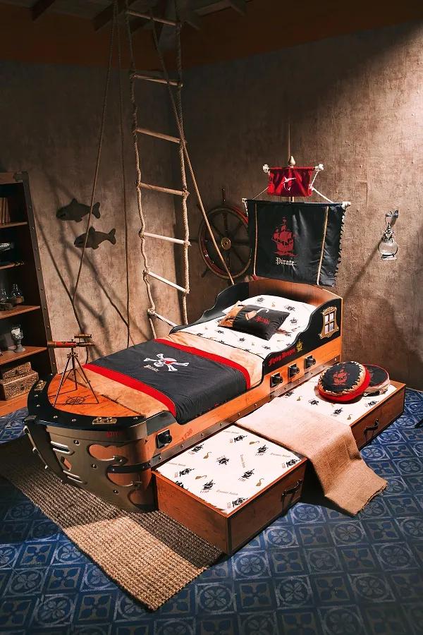 Dětská postel Jack 90x190cm ve tvaru lodi s úložným prostorem - dub lancelot