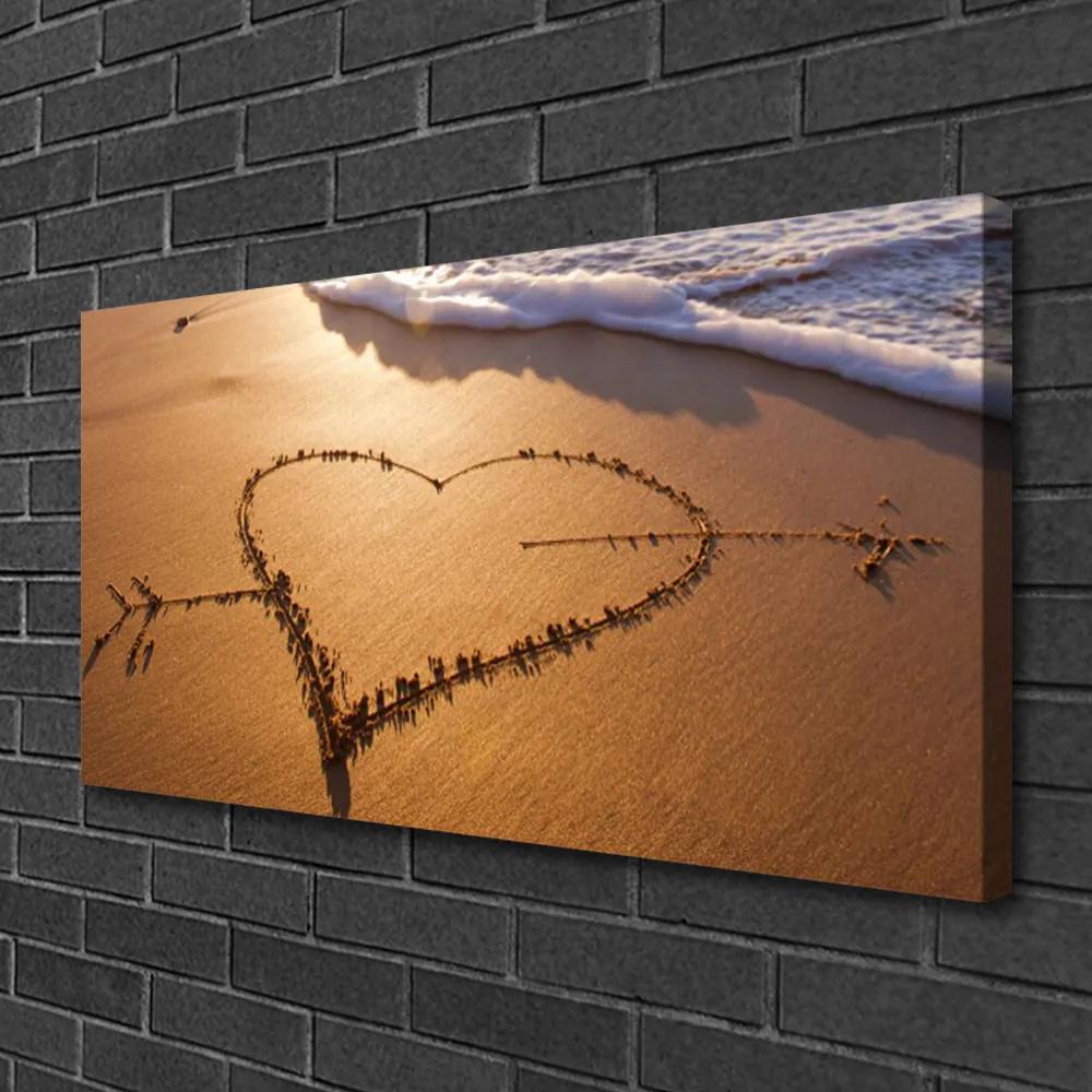 Obraz na plátně Pláž Srdce Moře Umění 140x70 cm