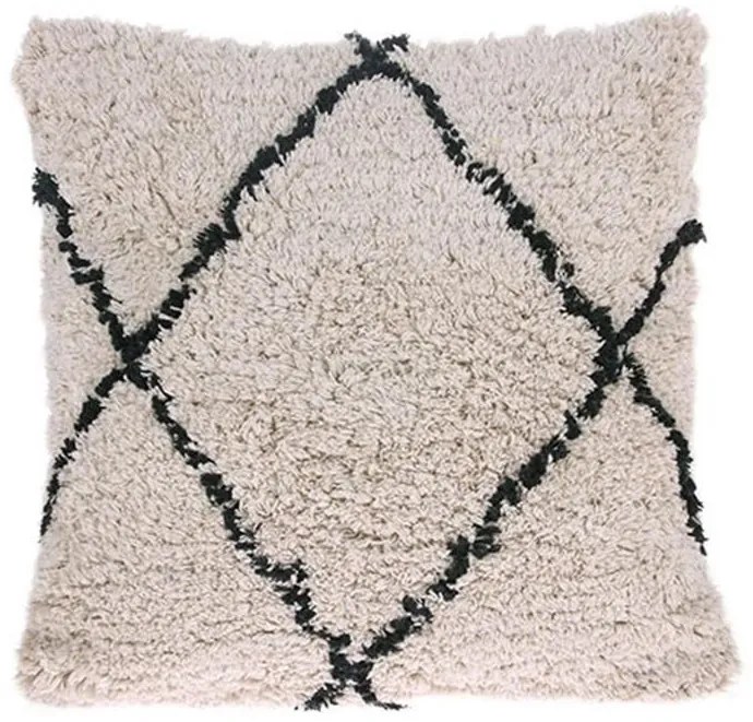 HK living Bavlněný polštář Diamond Cushion 50x50 cm, černá barva, bílá barva, textil