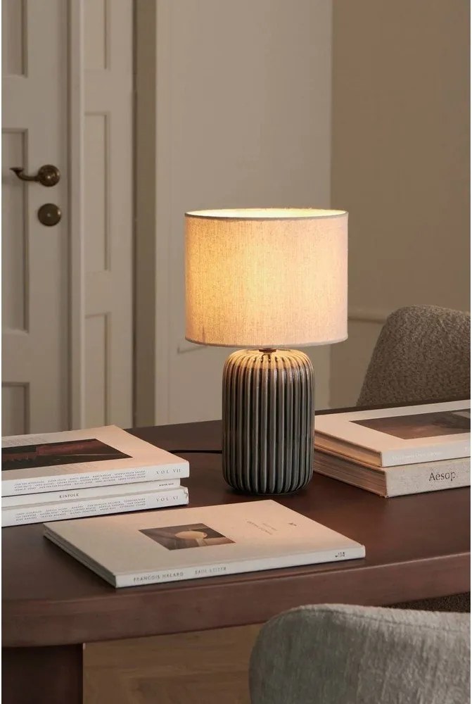 Šedá/béžová látková stolní lampa (výška 36 cm) Mizu – Ellos Home