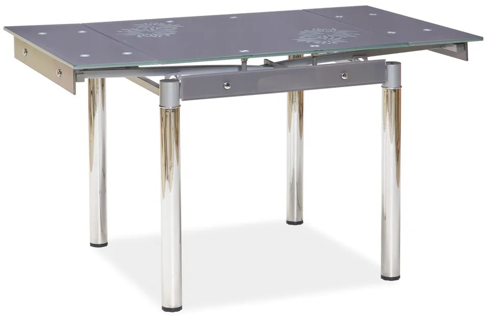 Jídelní rozkládací stůl 80x80 cm z tvrzeného skla v šedé barvě KN022