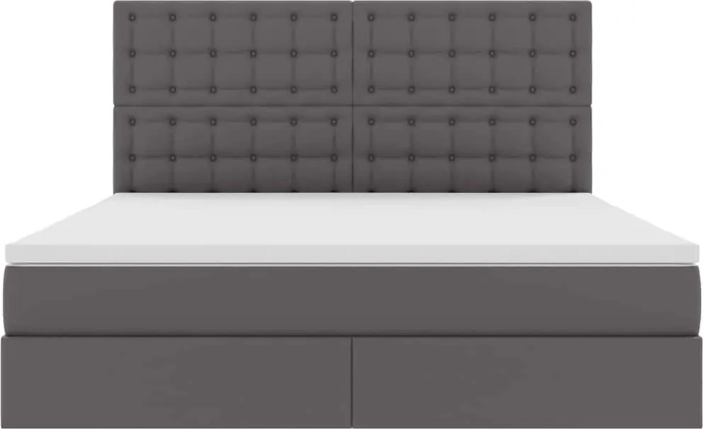 Postel s úložným prostorem s čelo Šedá 160 x 200 cm Umělá kůže 3371675