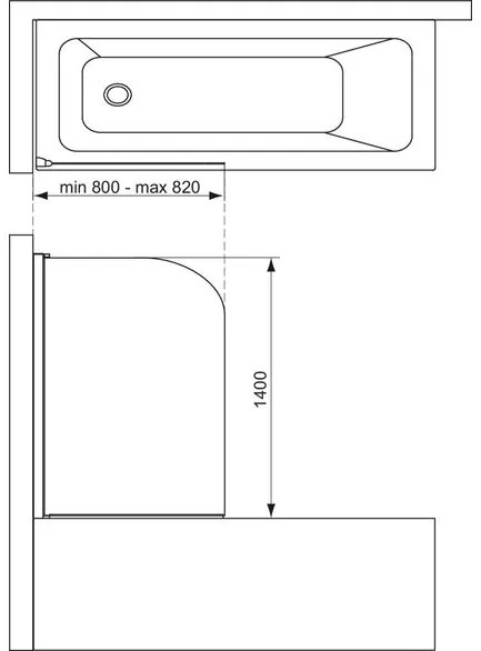 Ideal Standard Connect 2 Oblá vanová zástěna 80 x 140 cm, chrom T9924EO