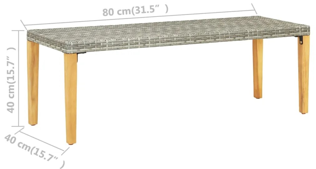 Zahradní lavice 80 cm polyratan šedá - Default Title