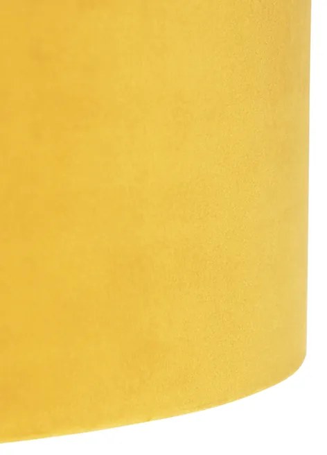Závěsná lampa s velurovým odstínem okrová se zlatem 35 cm - Blitz I černá