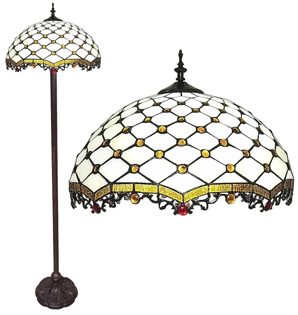 Stojací lampa 5LL-6113 v designu Tiffany, bílá
