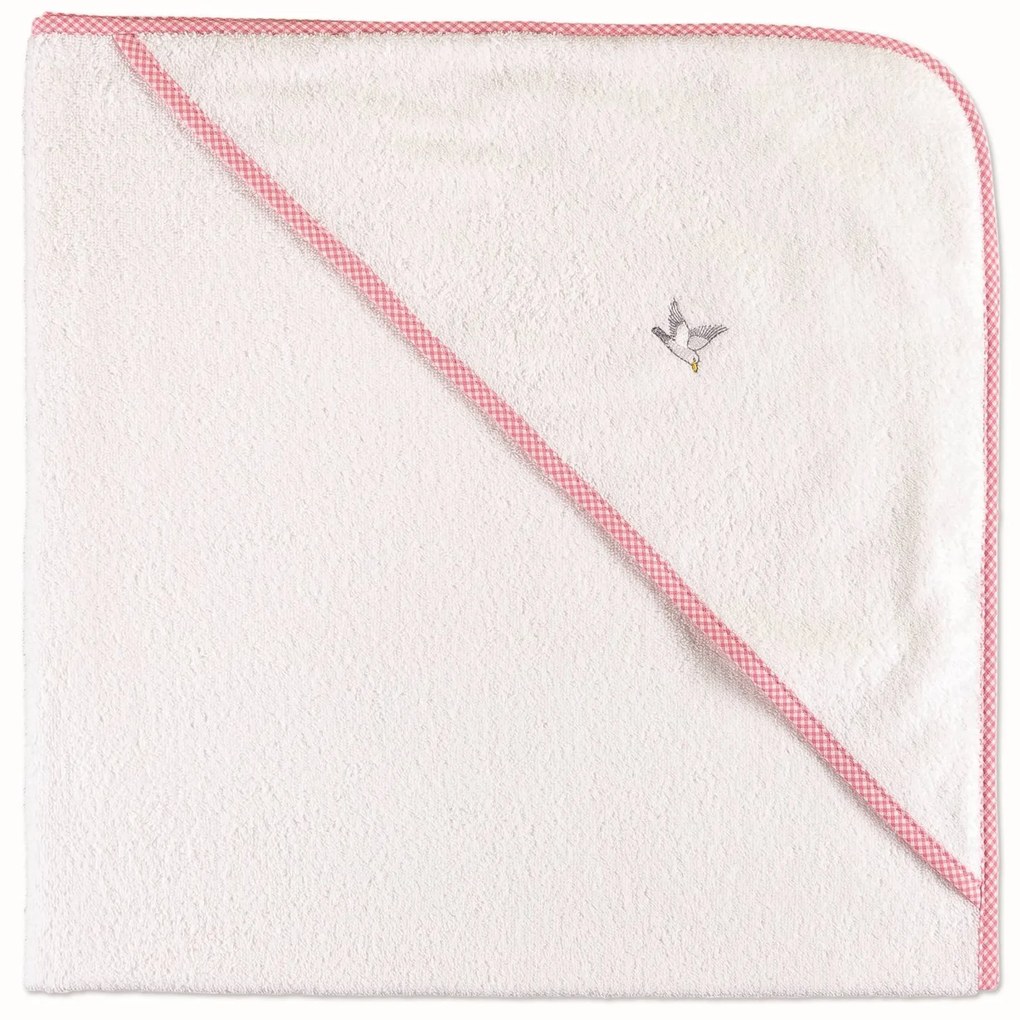 MÖVE Dětský ručník s kapuckou a růžovým lemem 100 x 100 cm