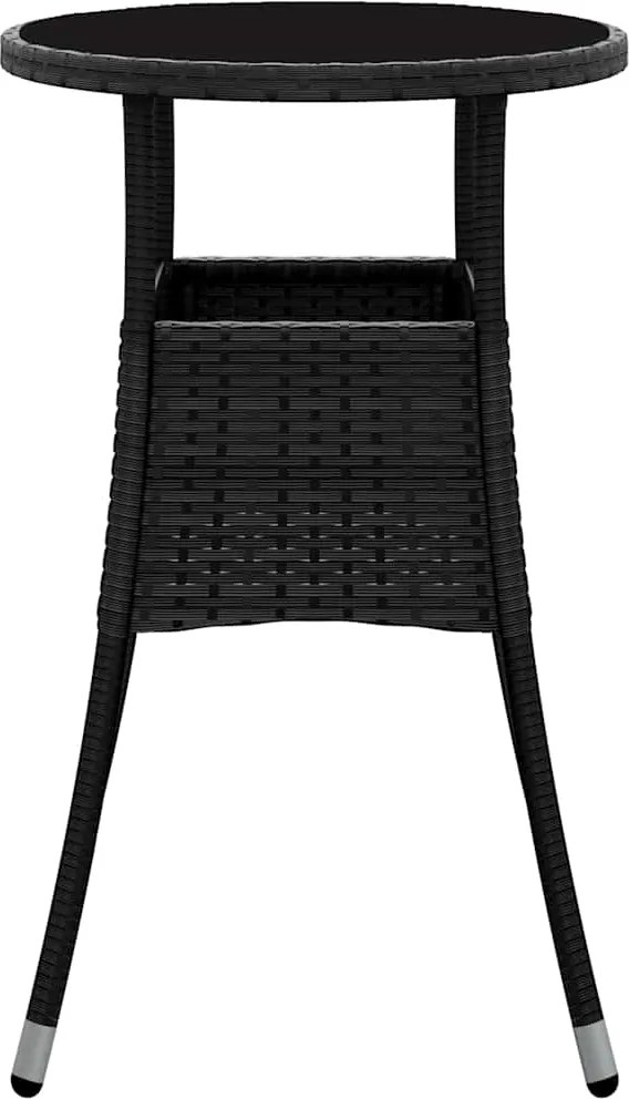 Zahradní stůl Ø 60 x 75 cm tvrzené sklo a polyratan černý 310598