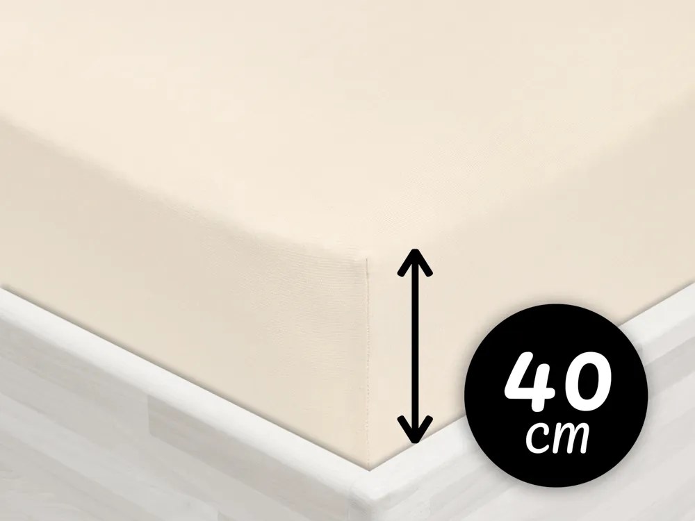 Jersey napínací prostěradlo na extra vysokou matraci JR-002 Smetanové 160 x 200 - výška 40 cm