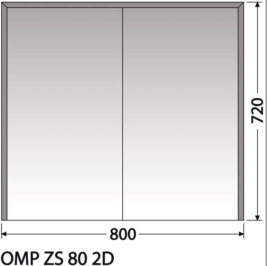 INTEDOOR zrcadlová skříňka dvoudveřová OMP ZS 80 Povrch: 0746 AP HYGIENIC GREY MAT