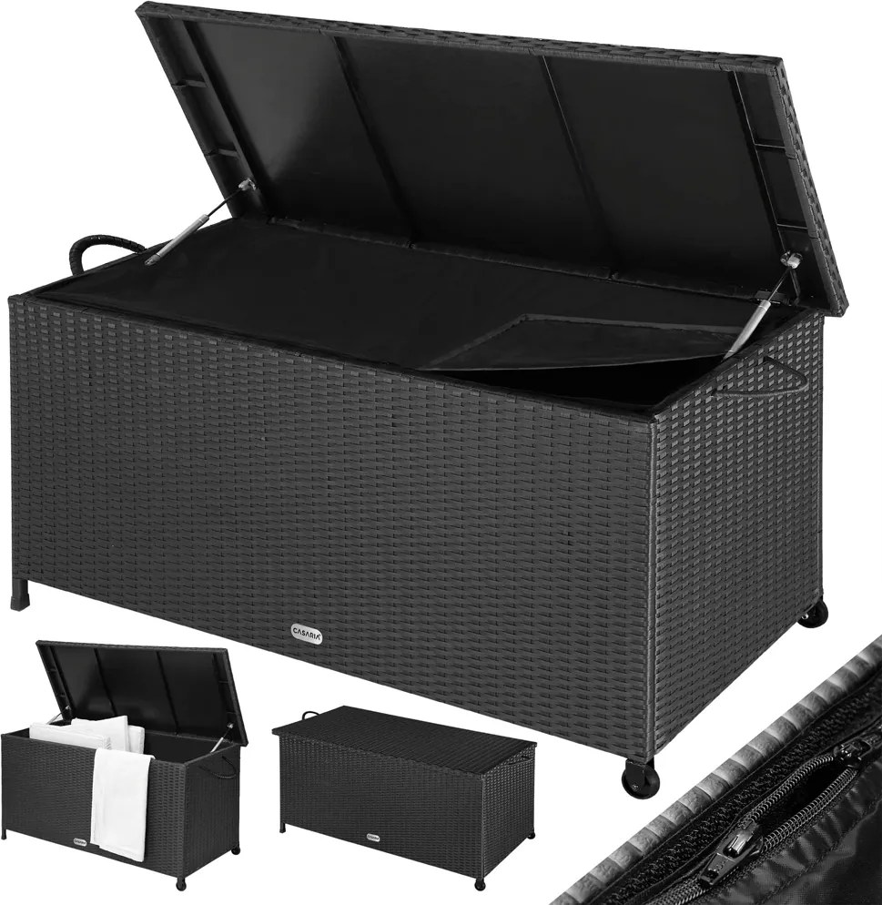 Polyratanový úložný box RICCO, 117 x 53 x 60cm, černá Casaria