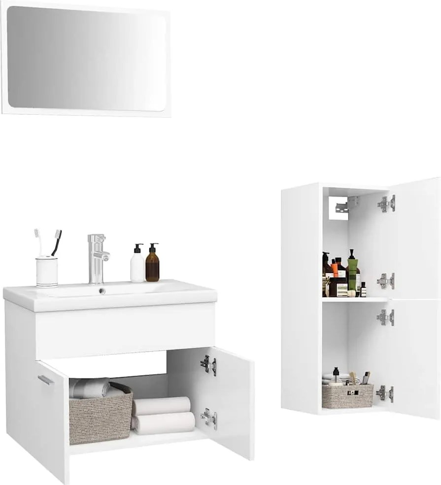 Set koupelnového nábytku bílý kompozitní dřevo 3071180