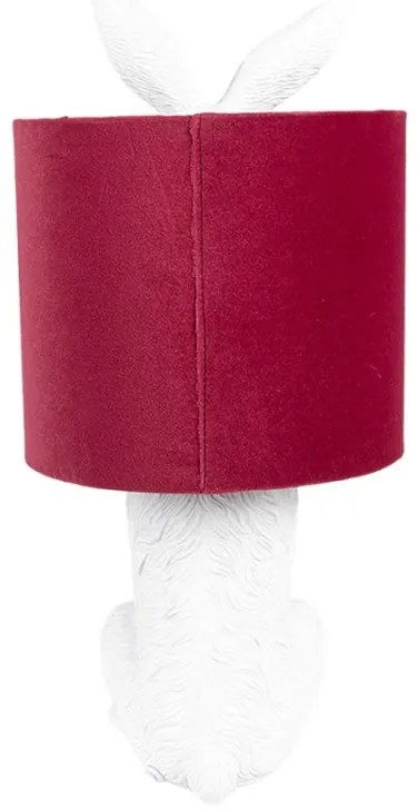 Bílá stolní lampa králík s červeným stínidlem Konijn – 20x43 cm