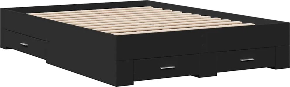 Rám postele se zásuvkami černý 135 x 190 cm kompozitní dřevo 3280406