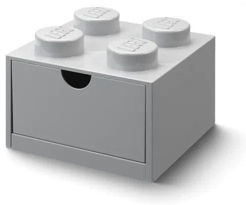 Šedý stolní box se zásuvkou LEGO® Brick, 15,8 x 11,3 cm